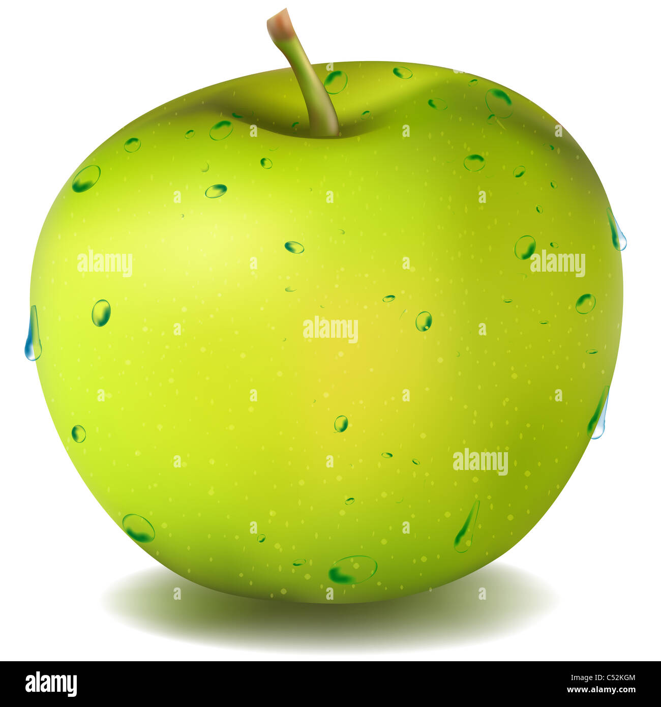 illustration of fresh green apple on isolated background Stock Photo ...