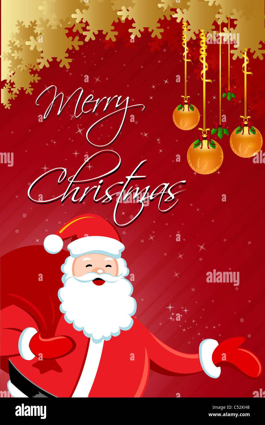 illustration of santa on christmas card Stock Photo - Alamy
