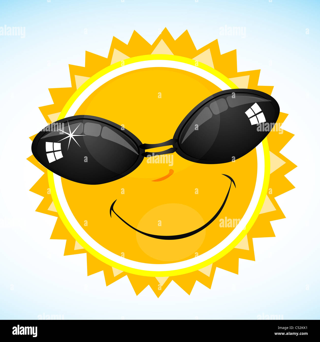 illustration of cool sun smiling in sky Stock Photo - Alamy