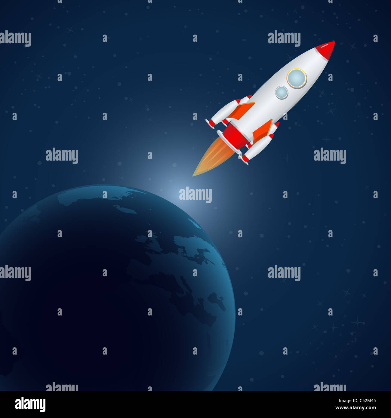 illustration of rocket in universe Stock Photo - Alamy