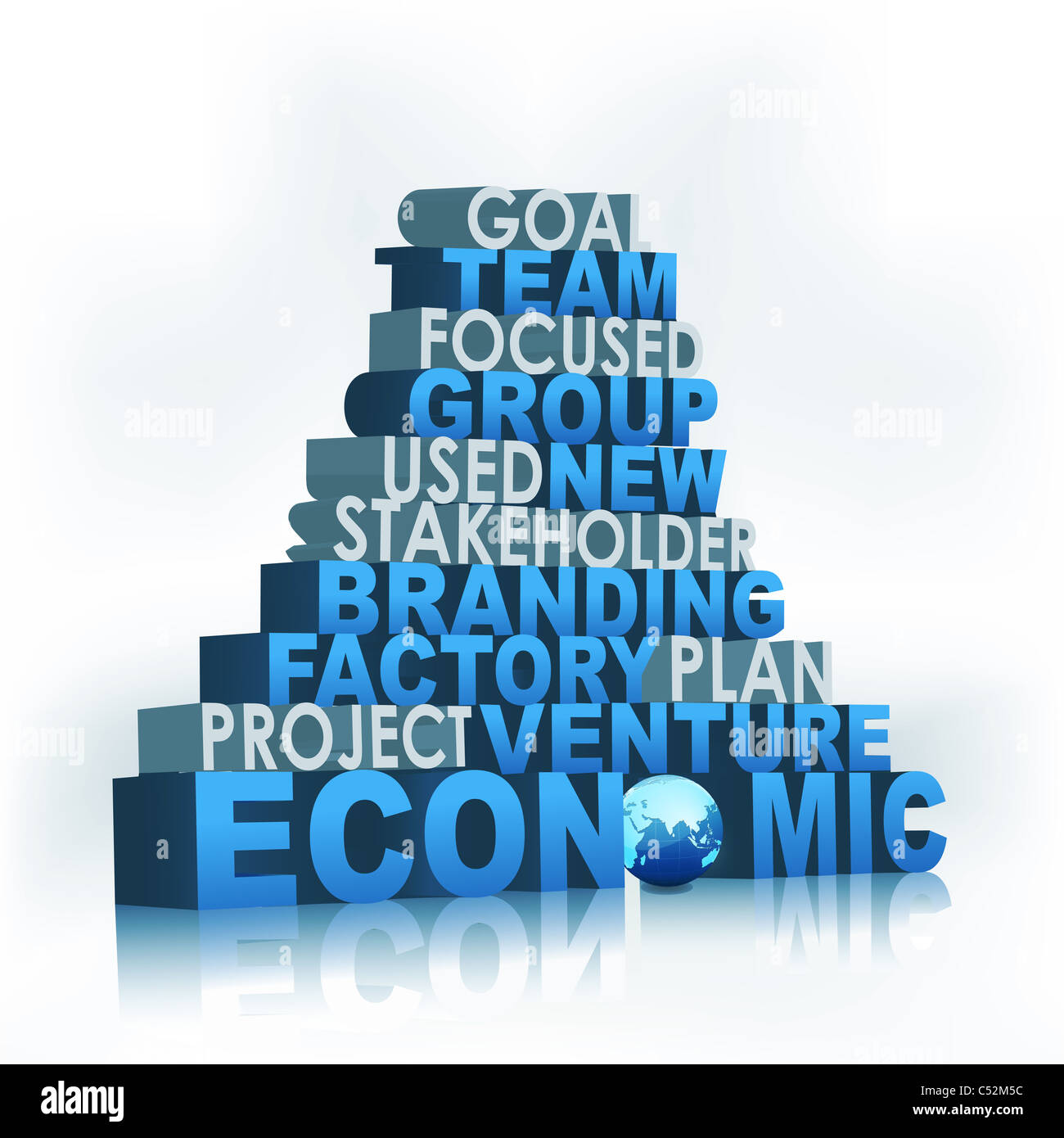 illustration of business text with globe on white background Stock ...