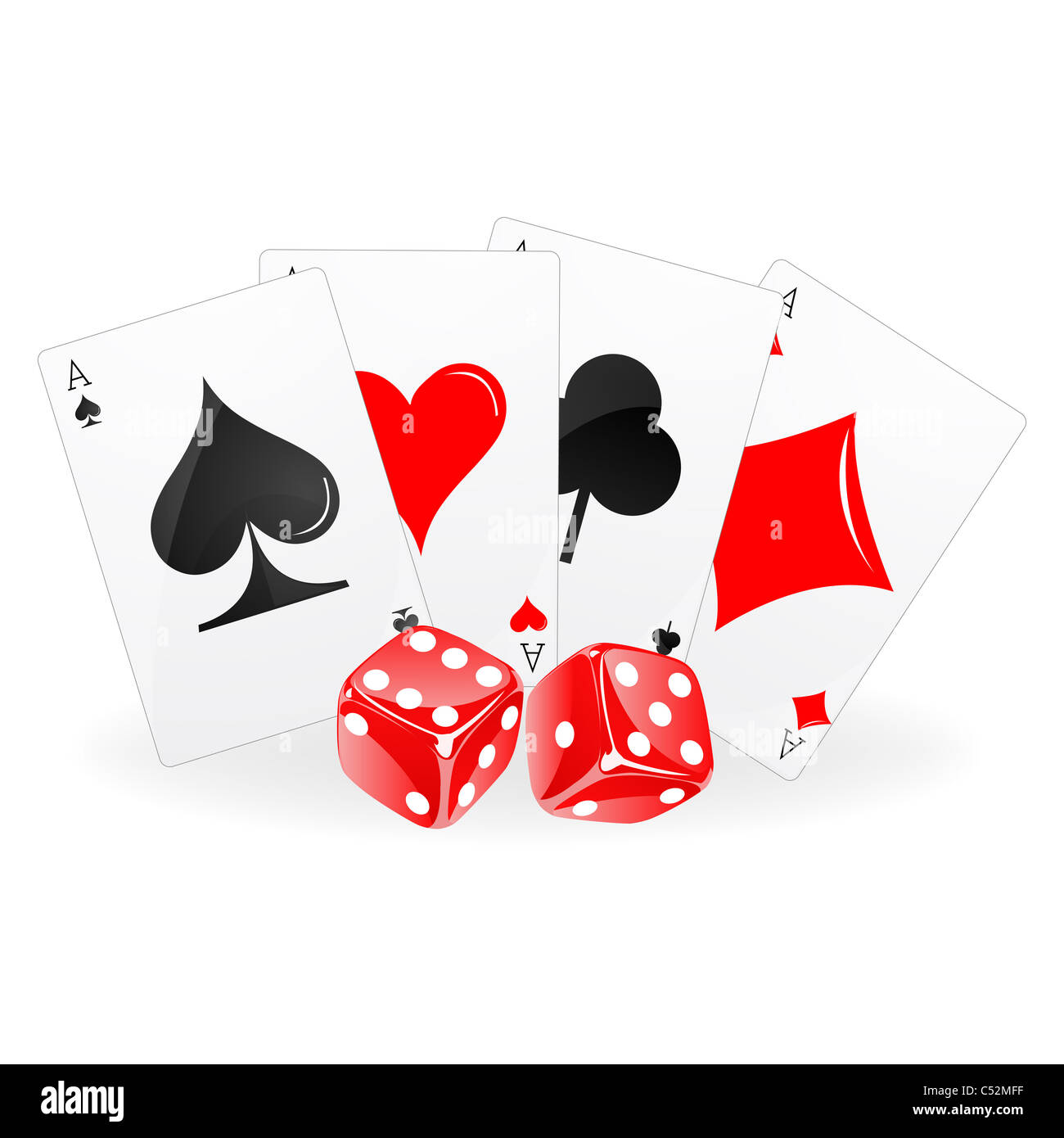illustration of playing card with dice on white background Stock Photo ... illustration of playing card with dice on white background Stock Photo ...