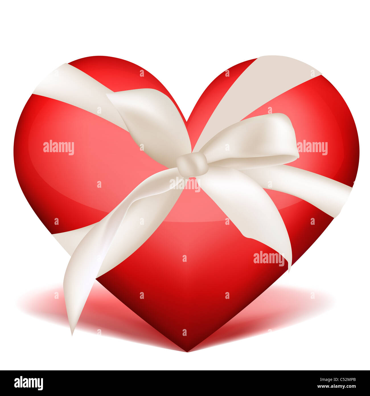 illustration of heart with ribbon on white background Stock Photo - Alamy