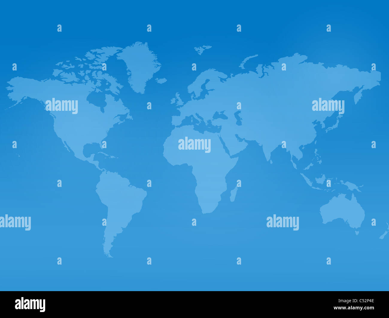 A world map isolated against a blue background Stock Photo - Alamy
