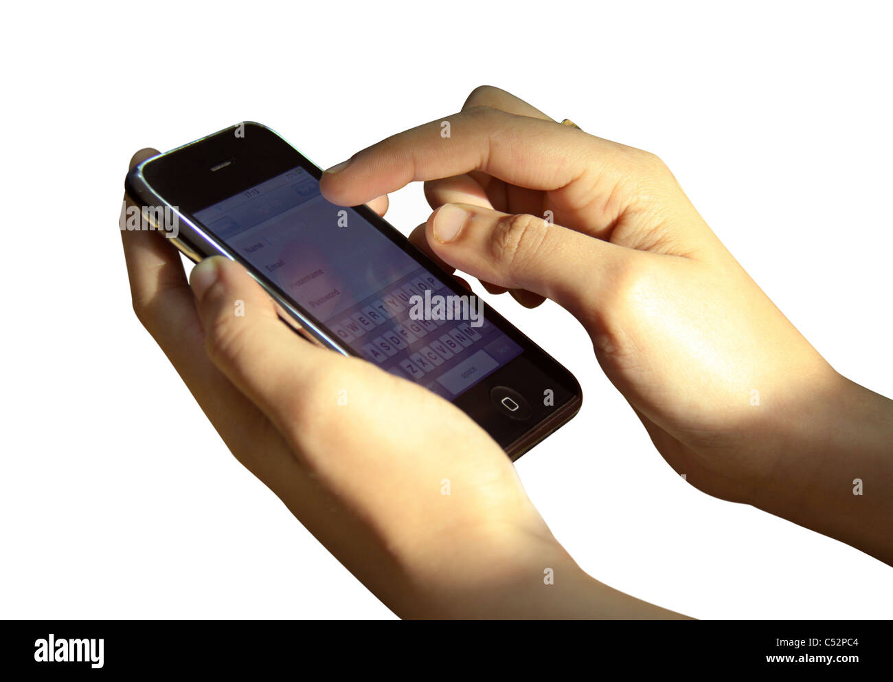 Lady using iphone hi-res stock photography and images - Alamy