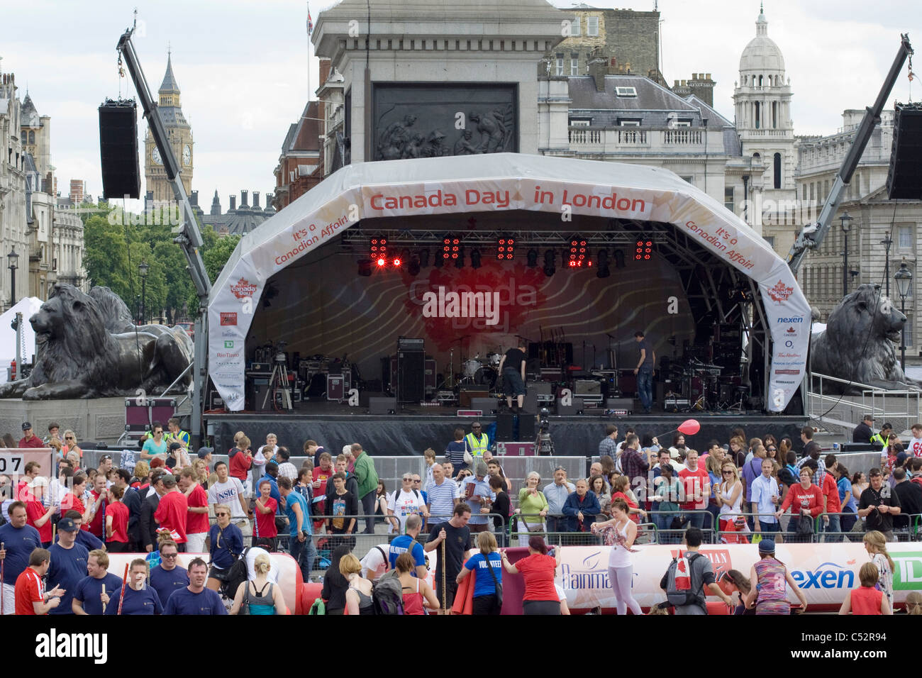 A Gathering Crowd in Trafalgar Square London for Canada Day Stock Photo ...