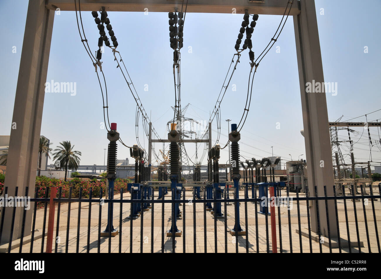 Israel, Hadera, The Orot Rabin coal operated power plant Powerlines ...