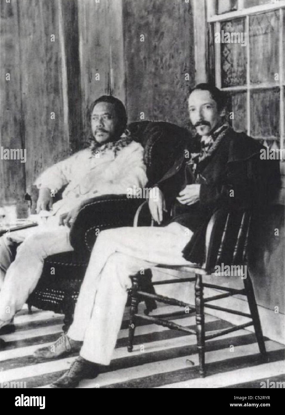 ROBERT LOUIS STEVENSON American writer with Kalakaua, King of Hawaii in ...