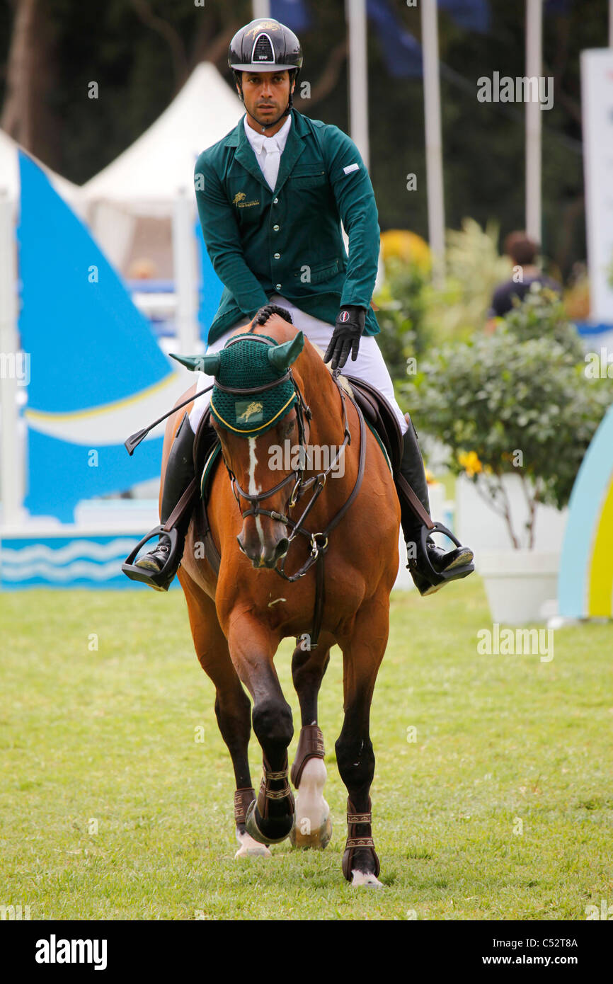Kamal Bahamdan from Saudi Arabia in action on the horse Vonka A Stock ...