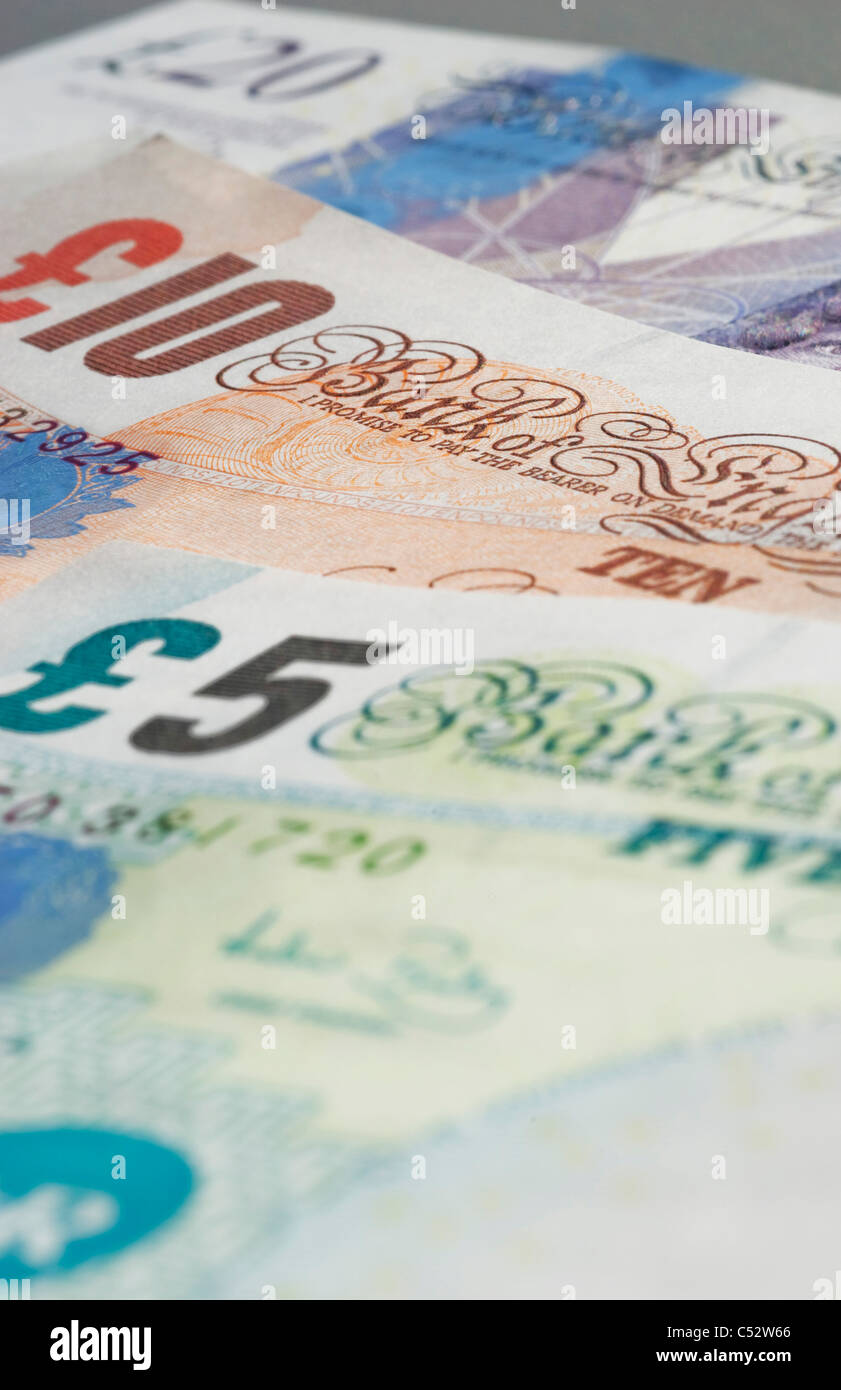 Five and ten pound notes hi-res stock photography and images - Alamy