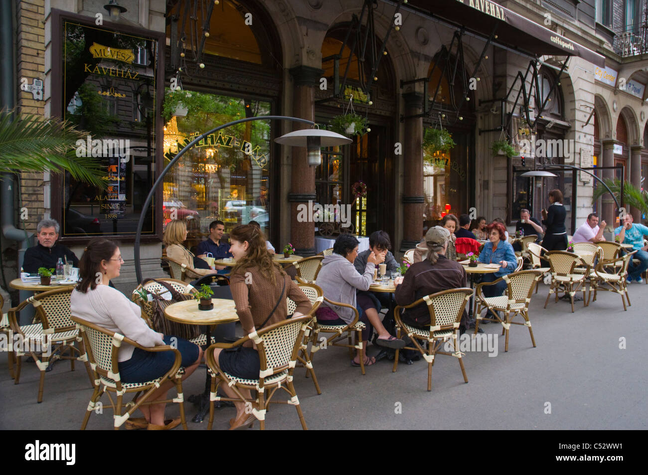 Cafe along Andrassy Utca boulevard central Budapest Hungary Europe ...