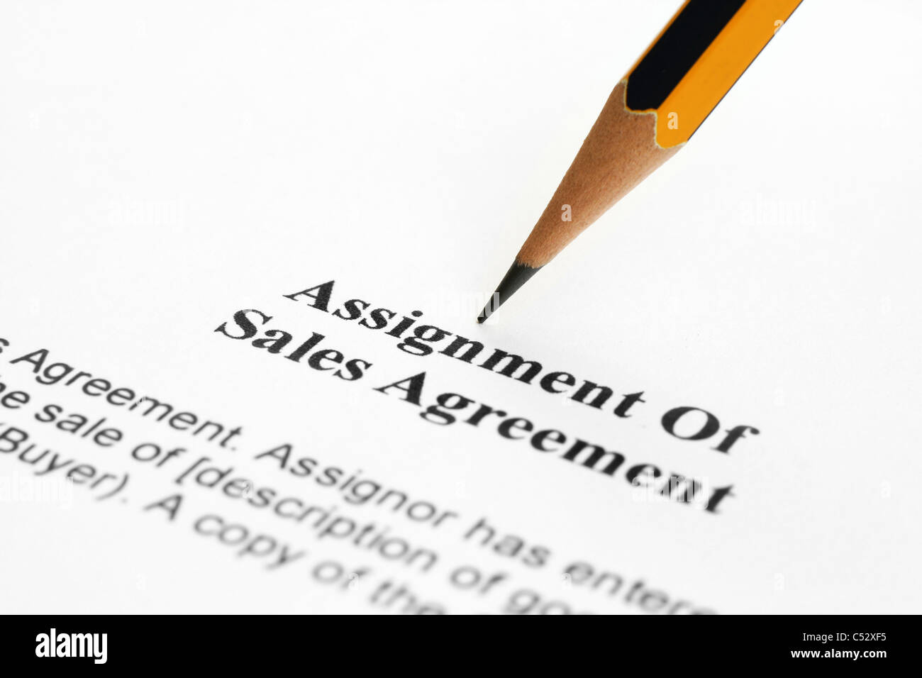 Assignment of sales agreement Stock Photo - Alamy