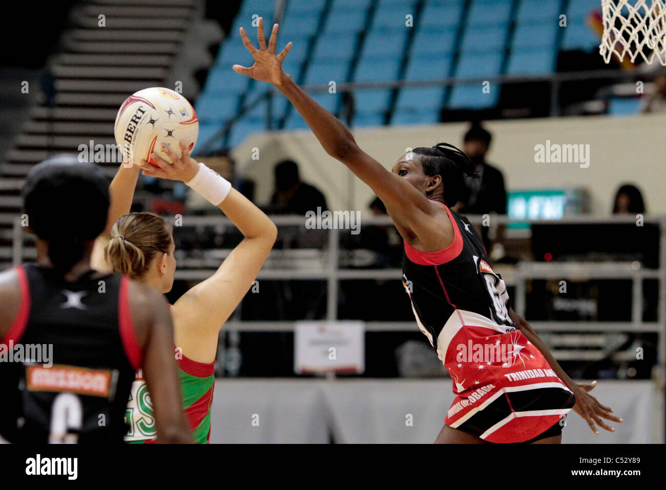 Anika La Roche of Trinidad & Tobago(right) goes in for the block on ...