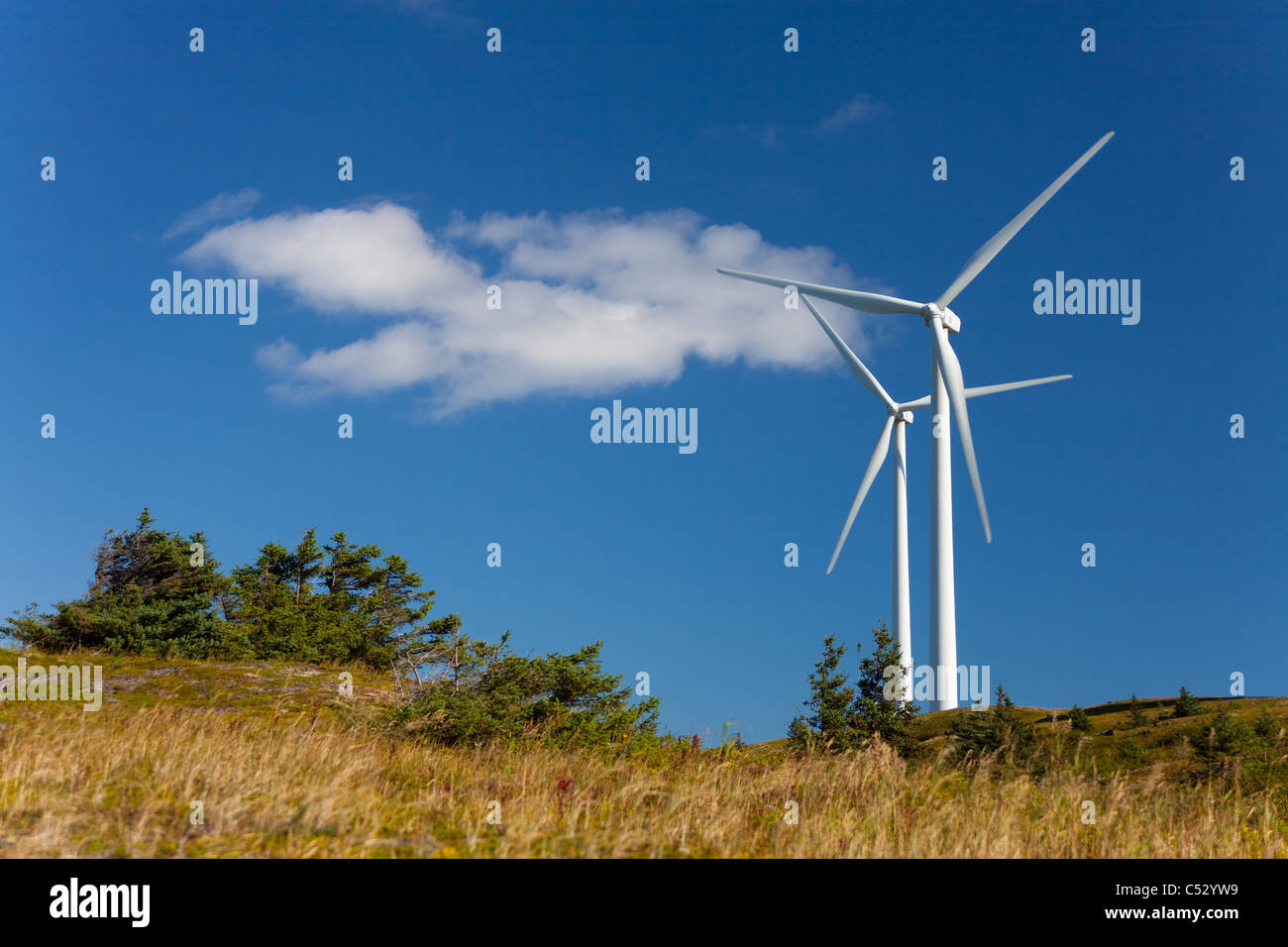 Pillar Mountain Wind Project wind turbines stand on Pillar Mountain on ...