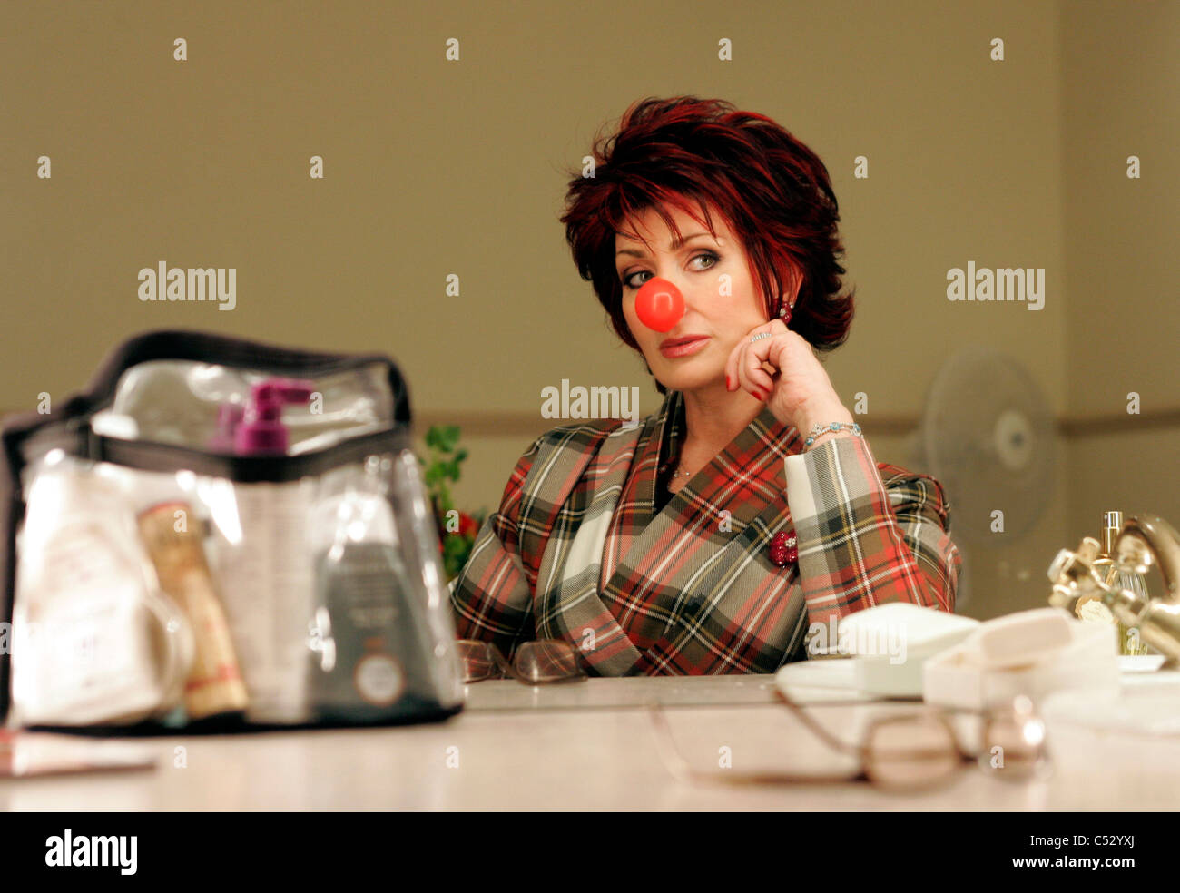 X factor judge, Sharon Osborne inspects her red nose look Stock Photo ...