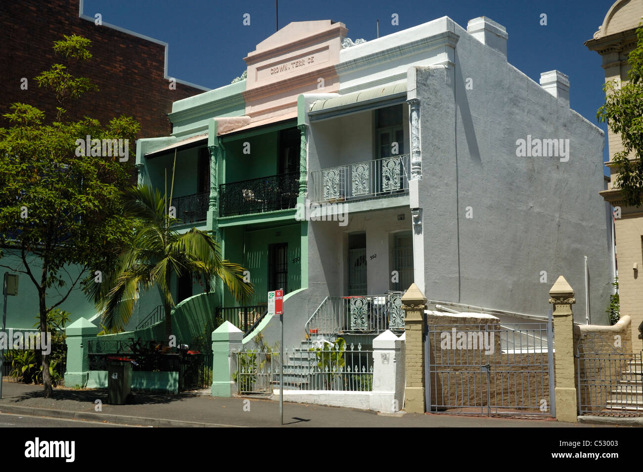 Typical colonial terraced house of the kind that is common in the inner ...