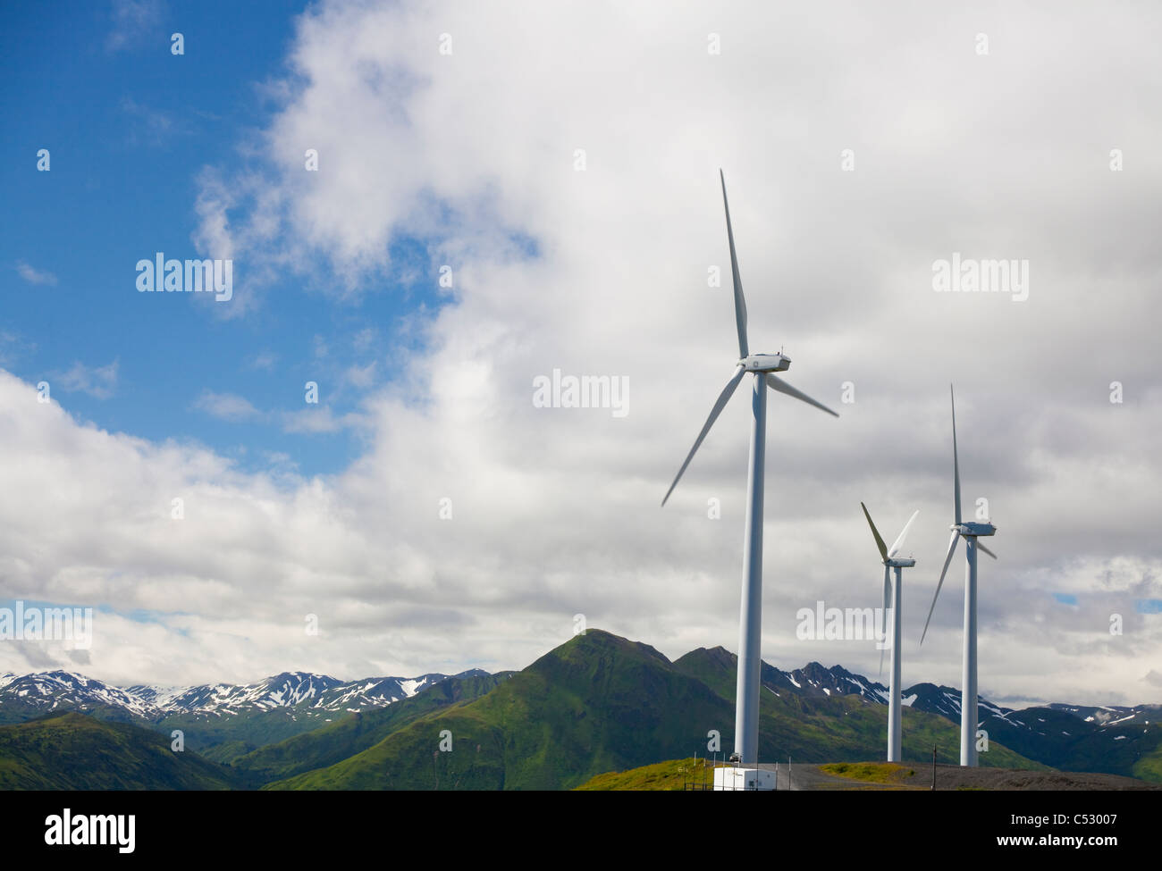 Wind turbines on Pillar Mountain for the Pillar Mountain Wind Project ...
