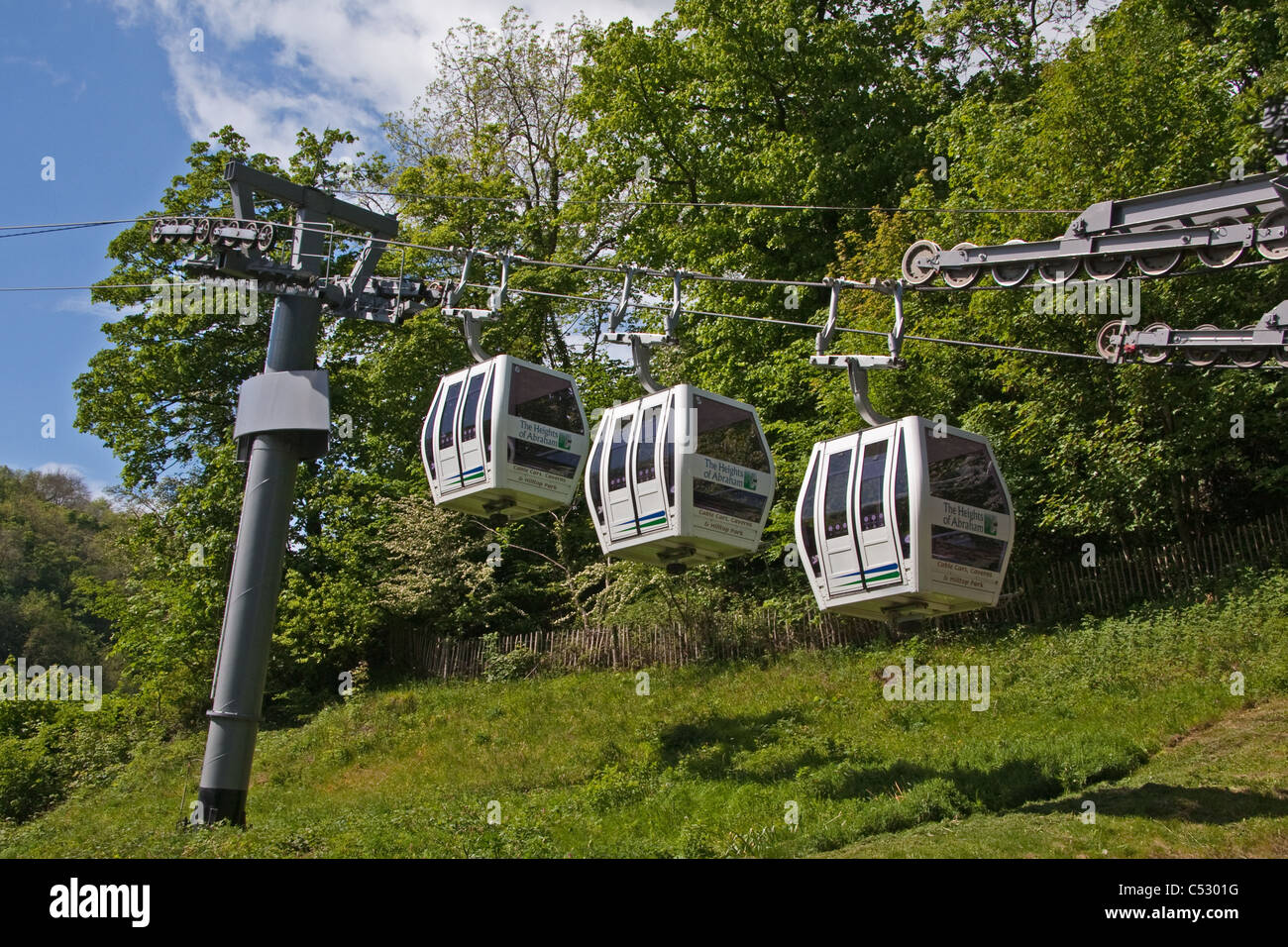 Cable cars at Heights of Abraham, Matlock Bath Stock Photo - Alamy