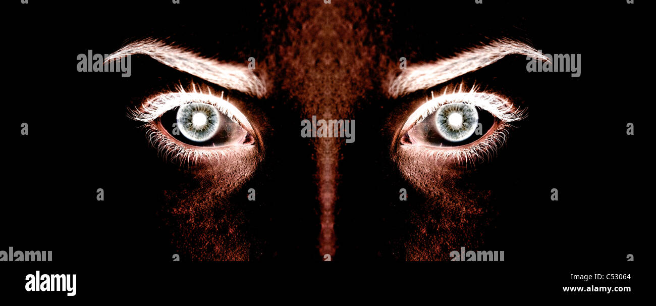 Angry eyes in colour negative Stock Photo - Alamy