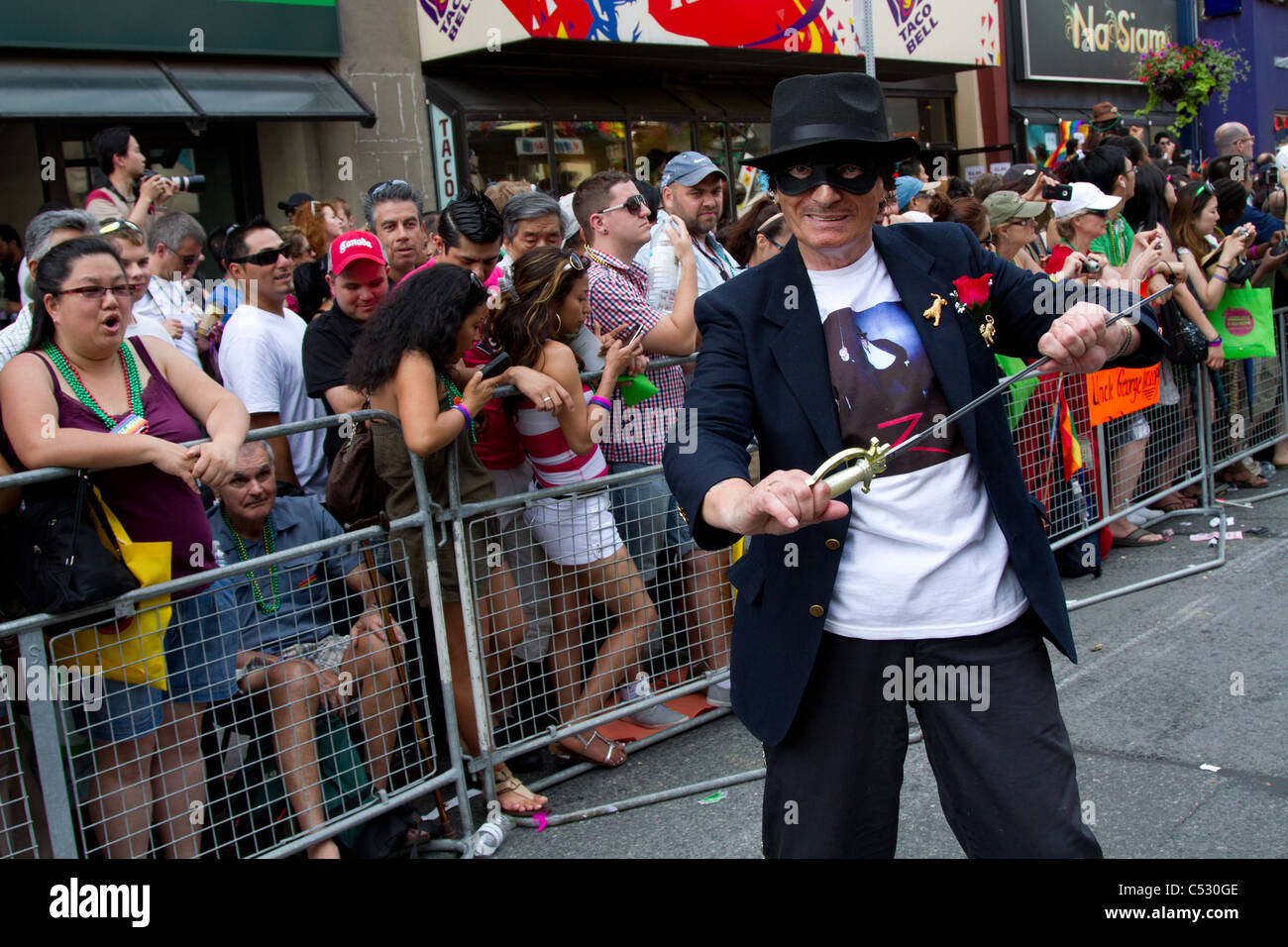 man "mask of Zorro" pride parade Stock Photo - Alamy