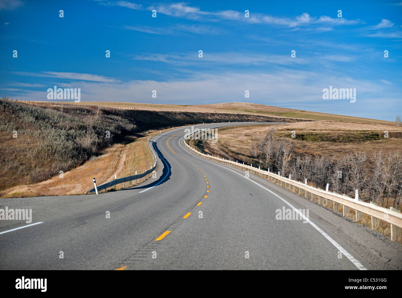 Highway in Alberta, fall picture of fields Stock Photo - Alamy