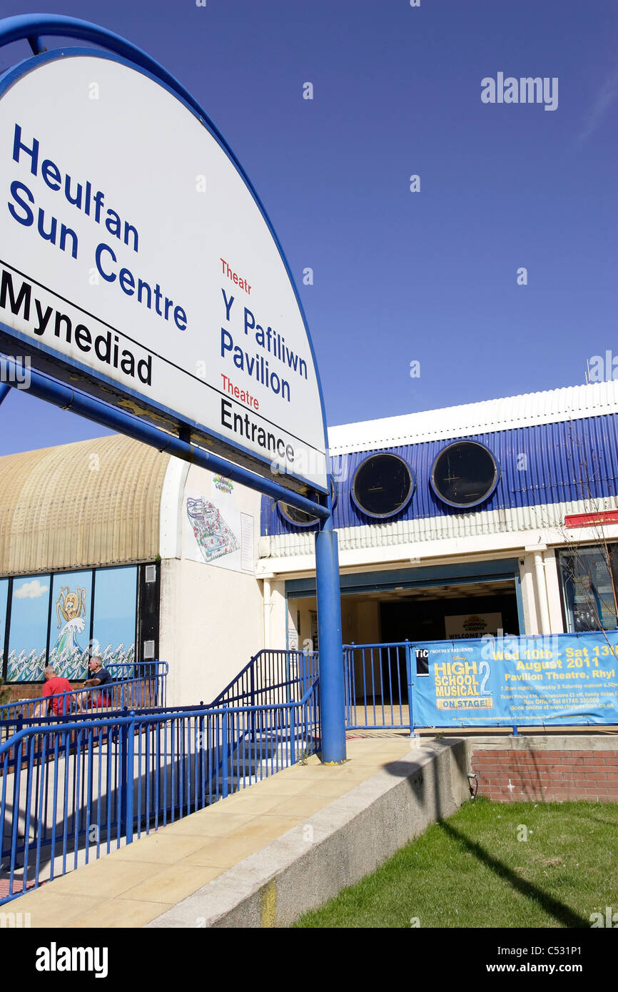 Rhyl Sun Centre and Pavilion Theatre on the promenade of the seaside ...