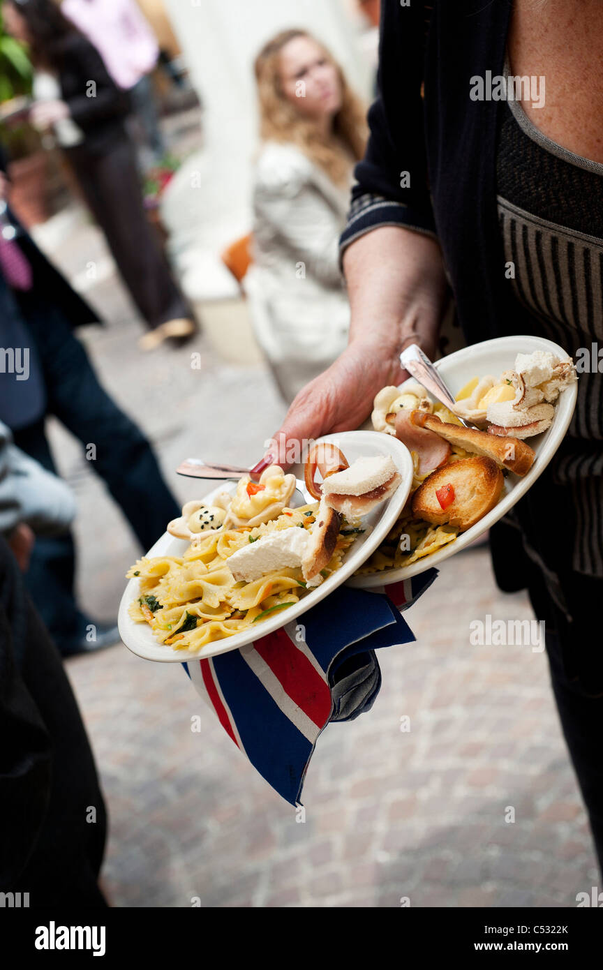 Tradition Italian food served for the members of the Association of the ...