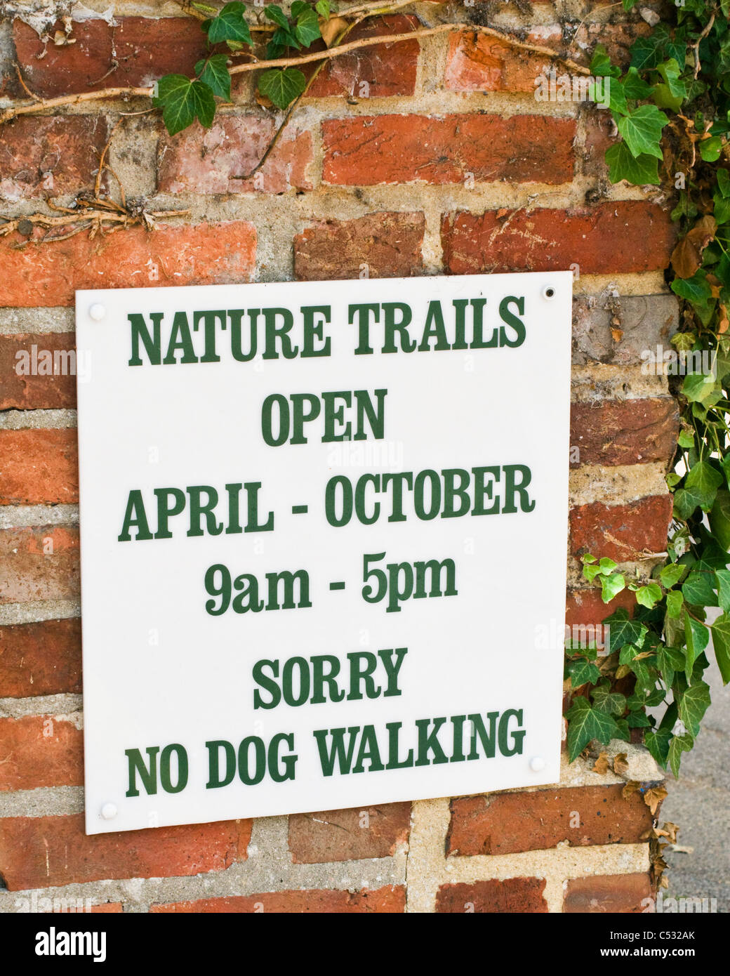 Nature Trails when open sign Stock Photo - Alamy