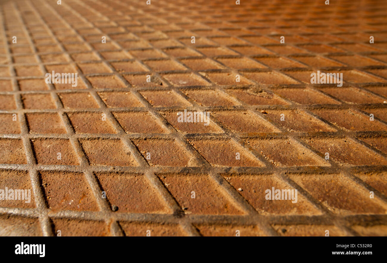 Rectangular grid on metal plate surface Stock Photo - Alamy