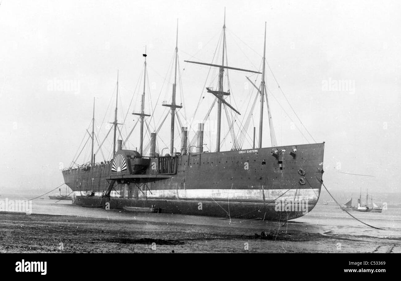 SS GREAT EASTERN designed by Isambard Brunel beached at Rock Ferry on ...