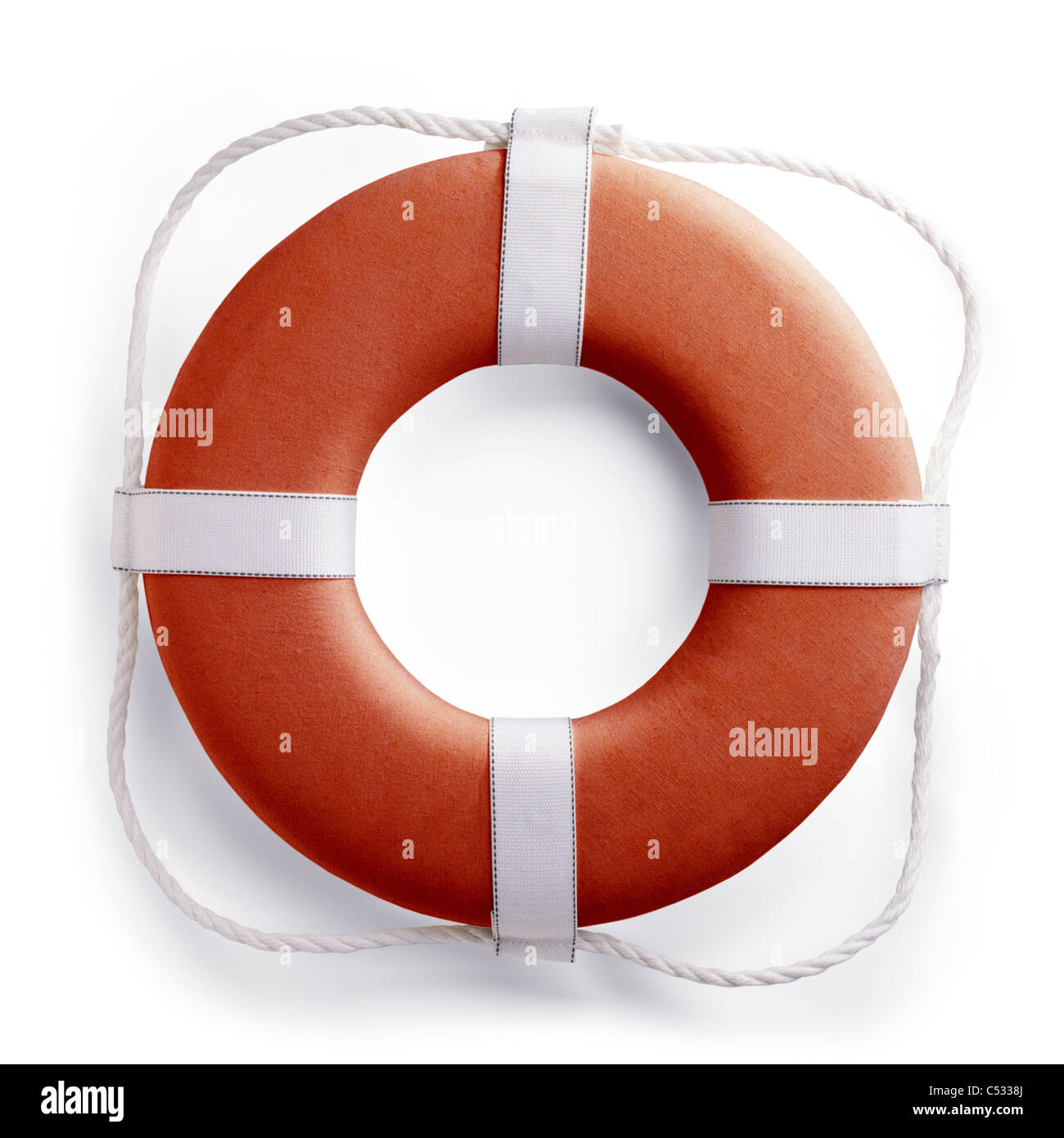 Red safe guard ring against white background with clipping path Stock ...