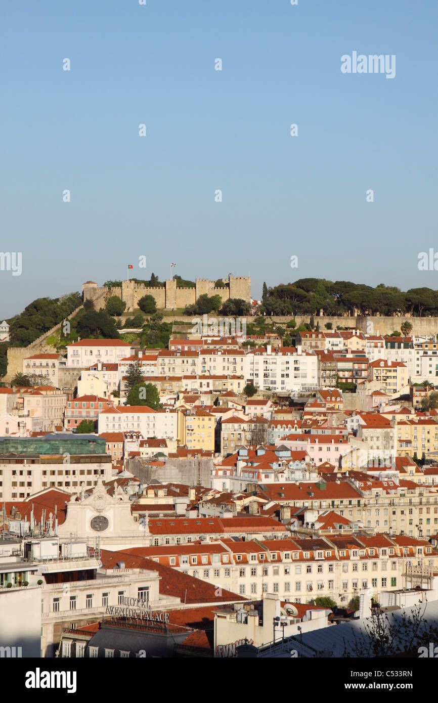 Lisbon Portugal the Alfama district with the Castelo de Sao Jorge ...