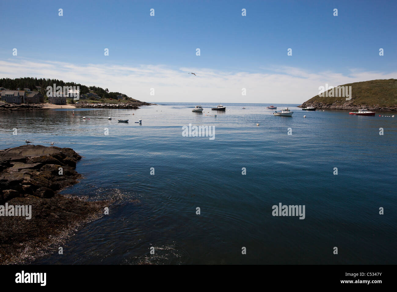 Monhegan Harbor off Monhegan Island in Maine Stock Photo - Alamy