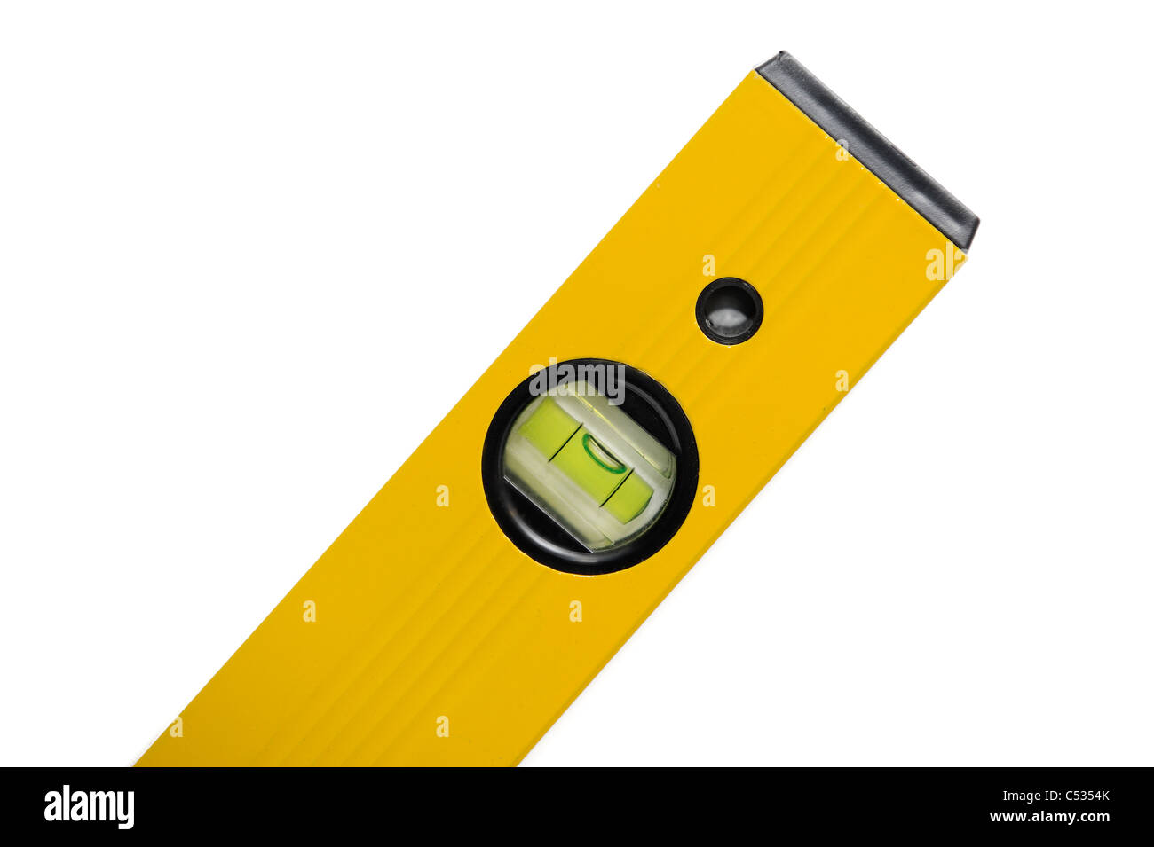 yellow builders spirit level england uk Stock Photo - Alamy