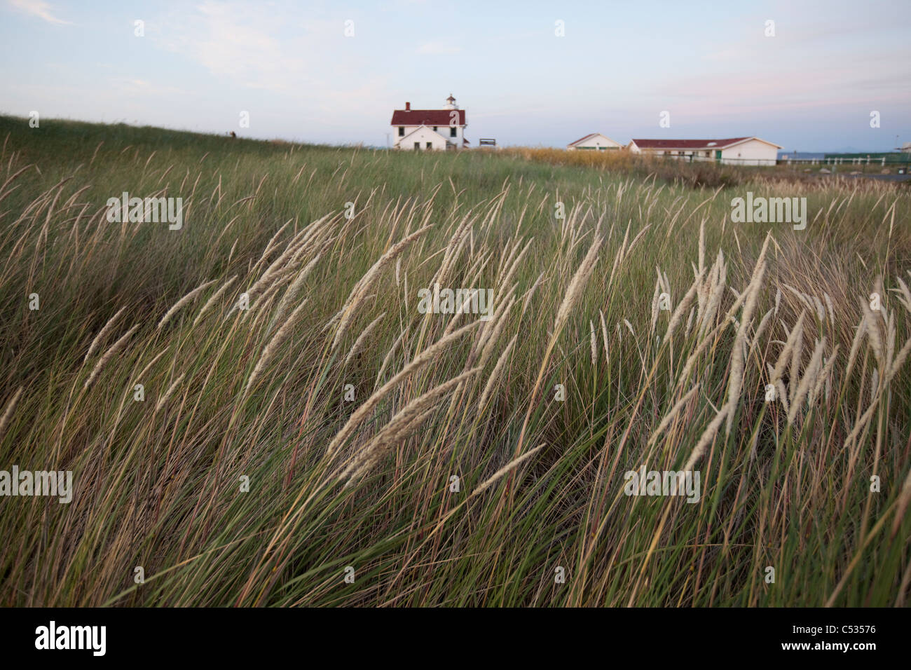 Distant view of Point Wilson Lighthouse in Fort Worden State Park, Port ...