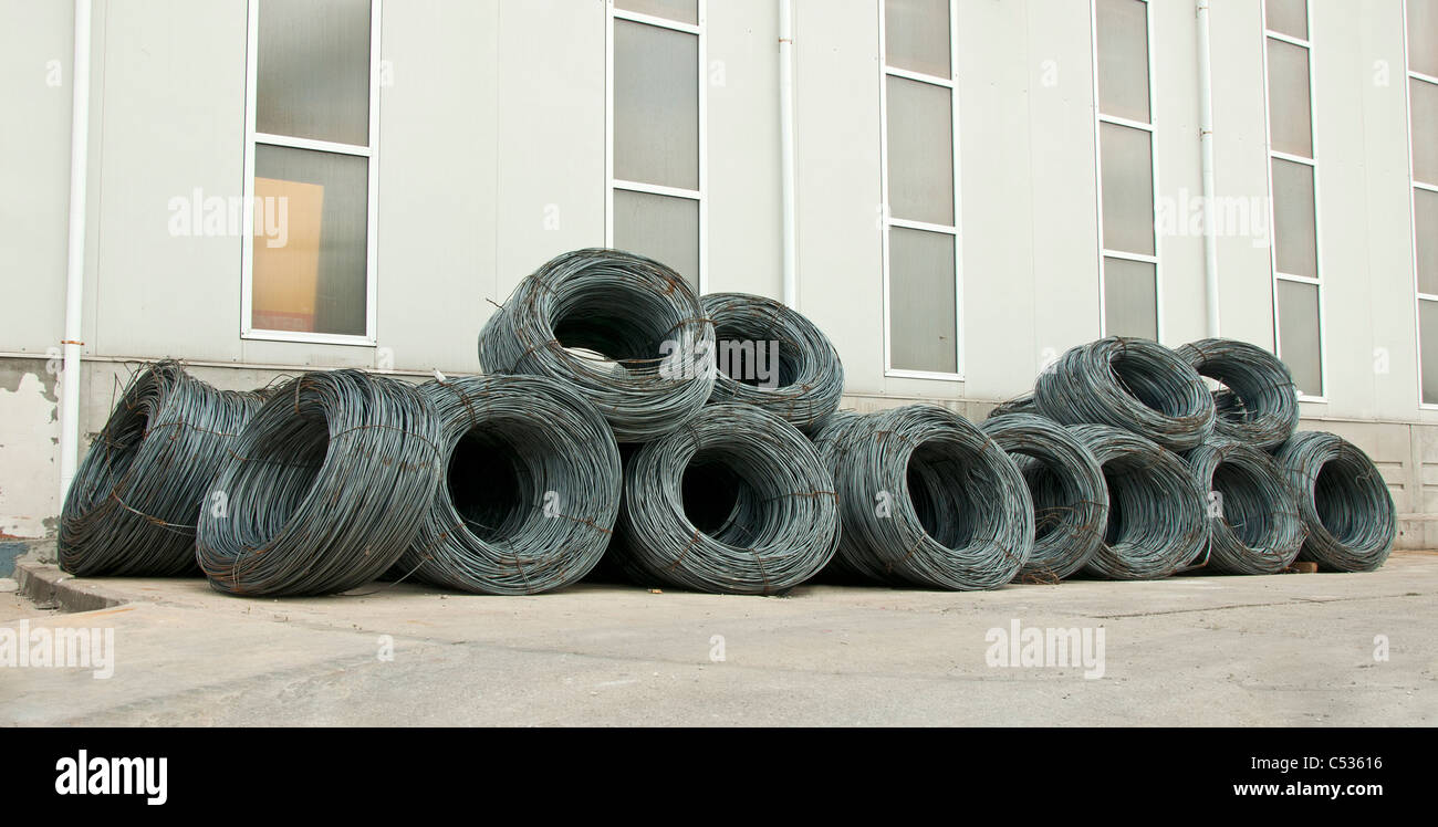 Reinforcing steel bars on roll. Construction materials Stock Photo - Alamy