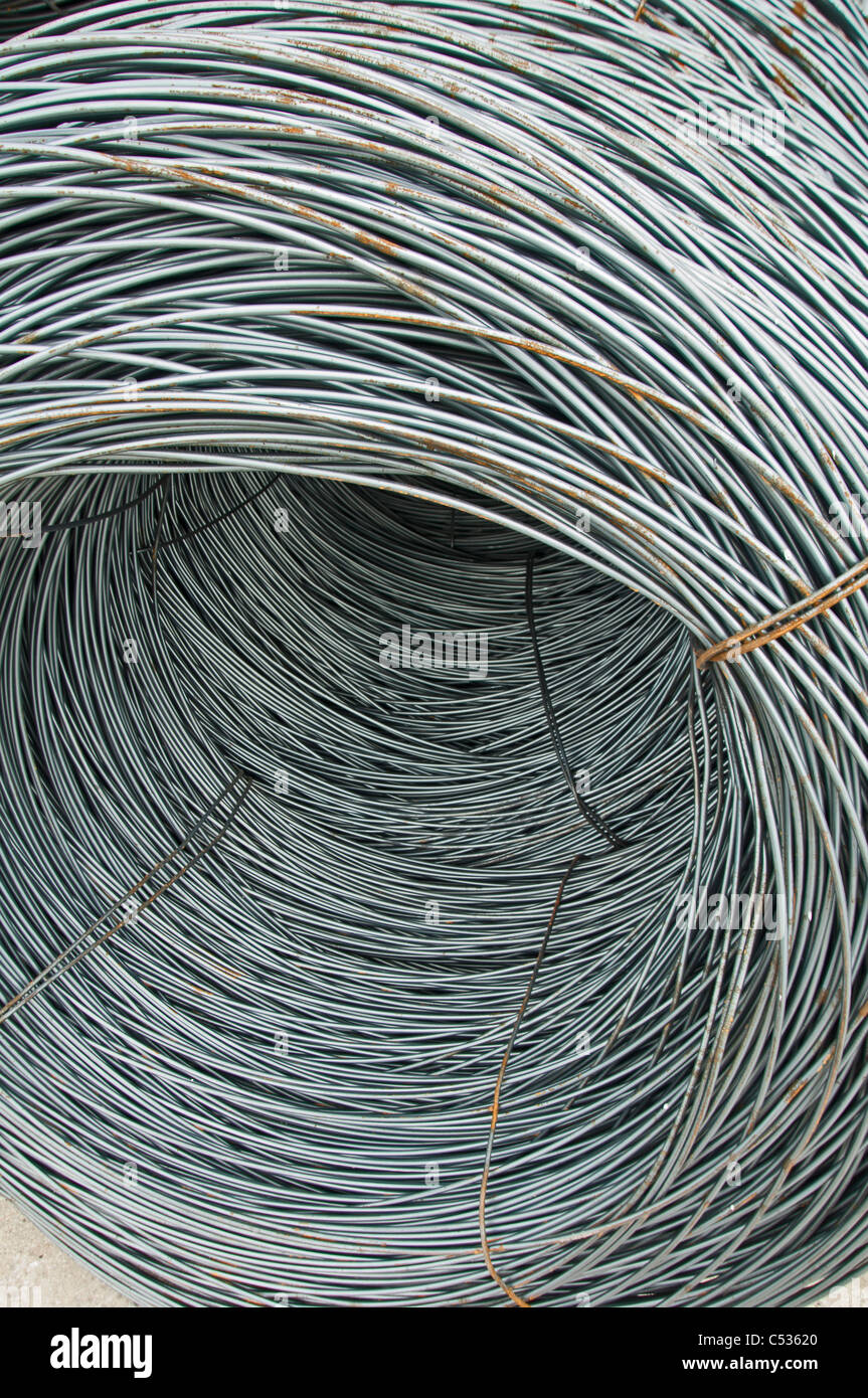 Reinforcing steel bars on roll. Construction materials Stock Photo - Alamy