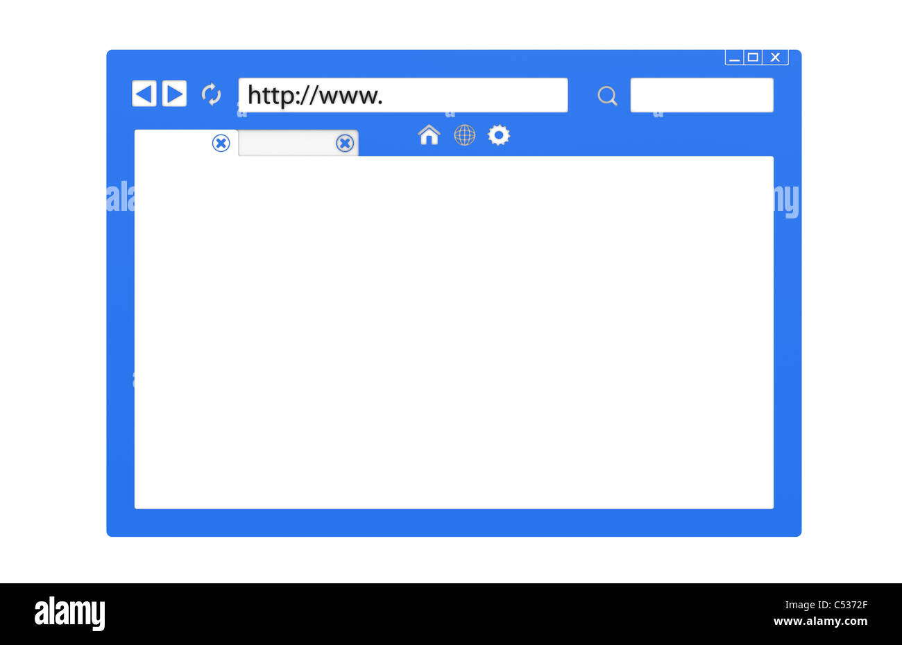 Front view of an Abstract Browser window. Blue, isolated with copy ...