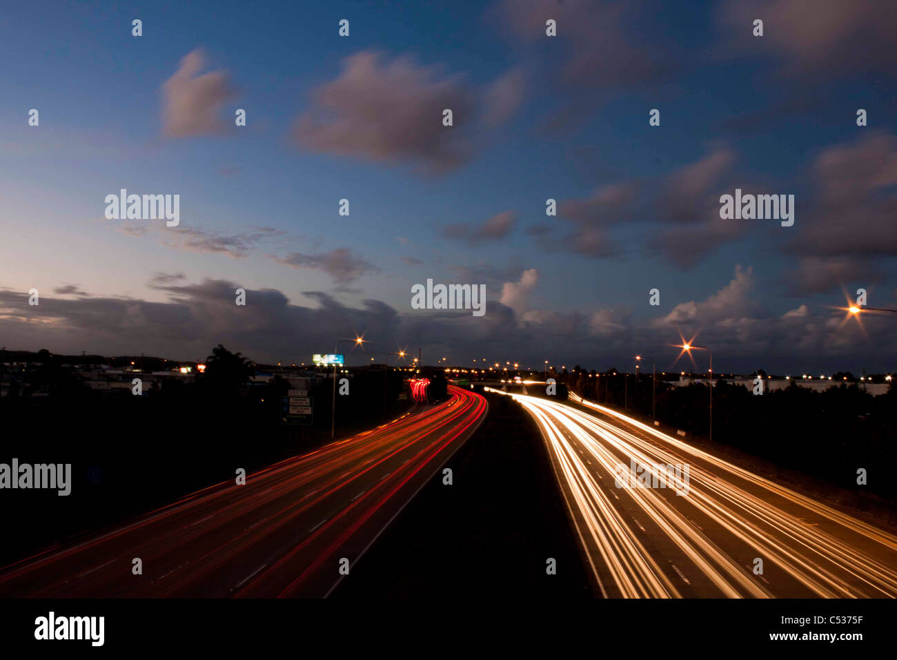 Motorway with light trails hi-res stock photography and images - Alamy