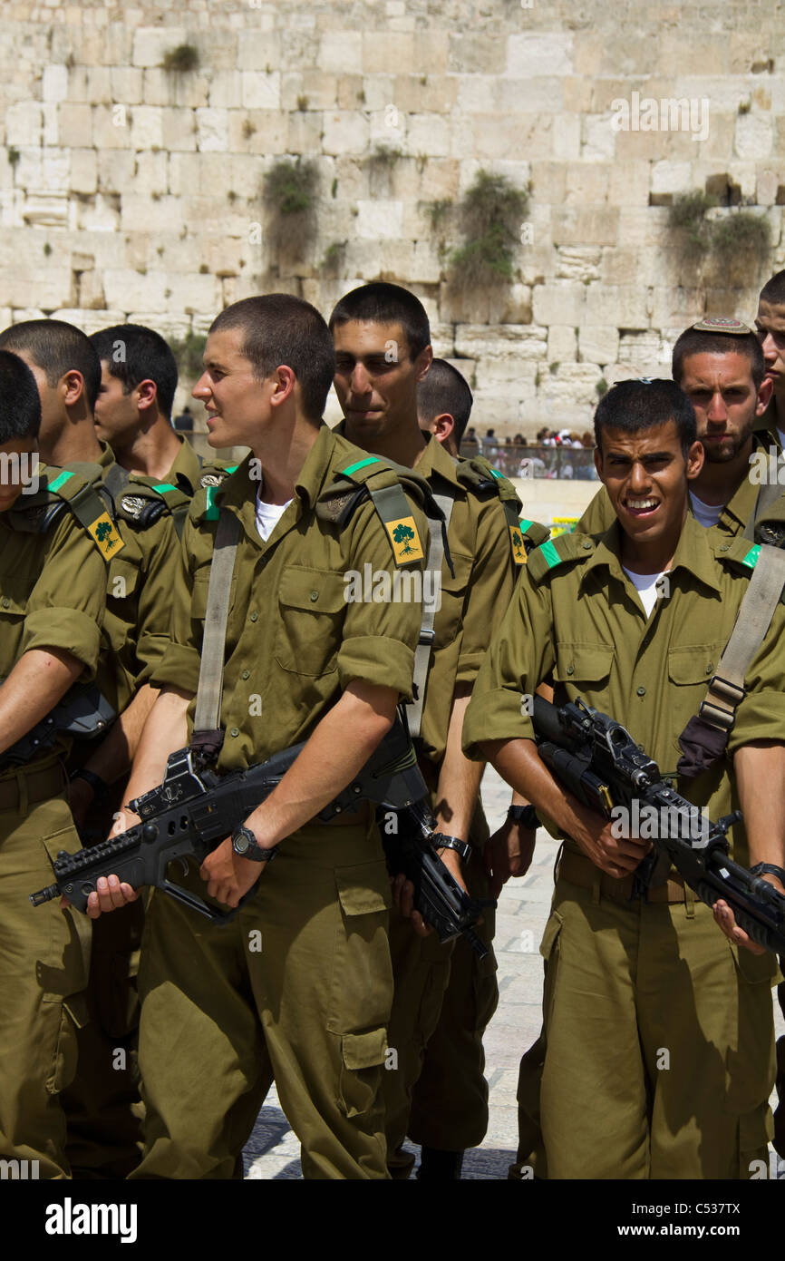 Israeli soldiers outside the Kotel Old City Jerusalem Israel Stock ...