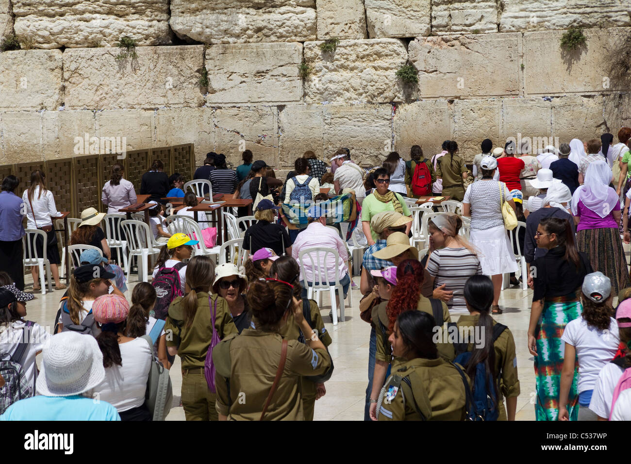 Women's section at the Wailing Wall, Old City Jerusalem Israel Stock ...