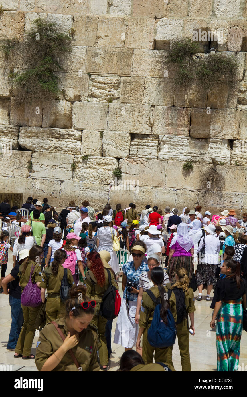 Women's section at the Wailing Wall, Old City Jerusalem Israel Stock ...