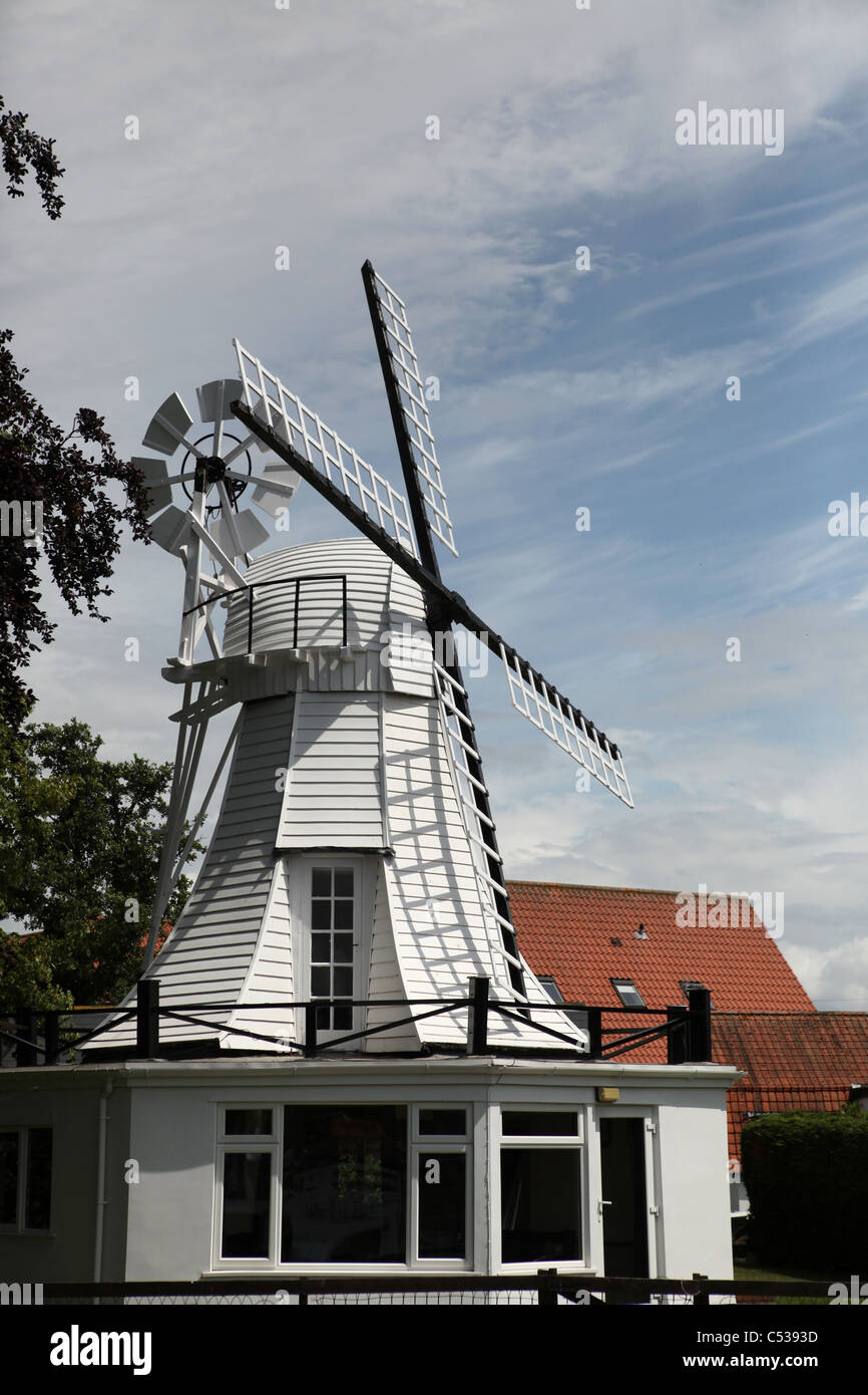 White windmill holiday cottage in Horning, Norfolk Broads, UK Stock ...