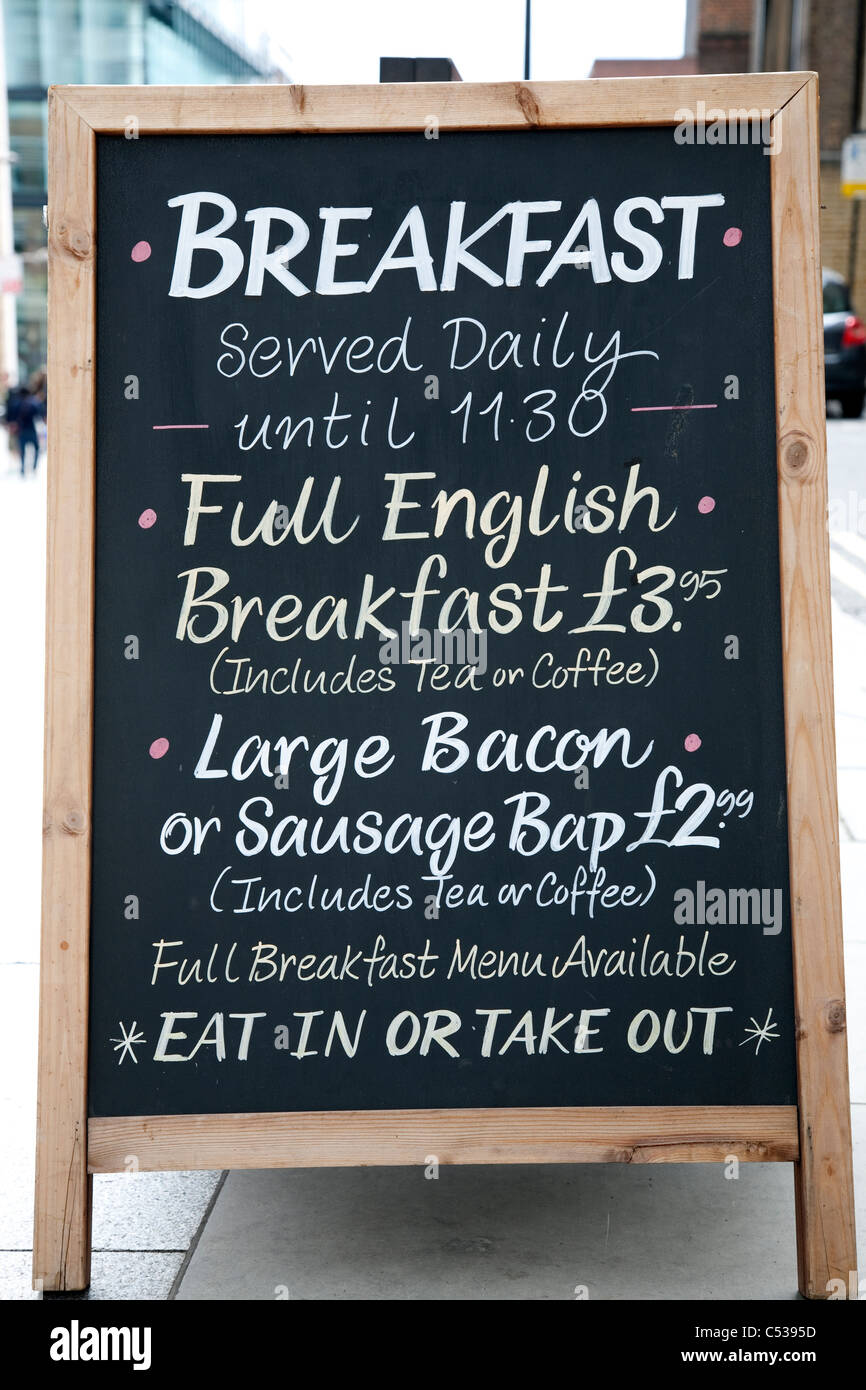 Breakfast Menu outside Pub in London Stock Photo - Alamy