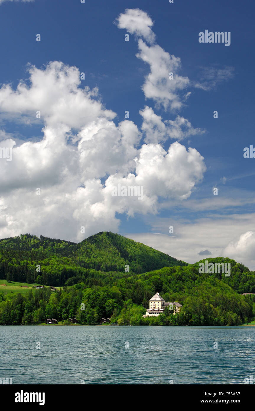 Castle Fuschel at Lake Fuschlsee in the Salzkammergut region near ...