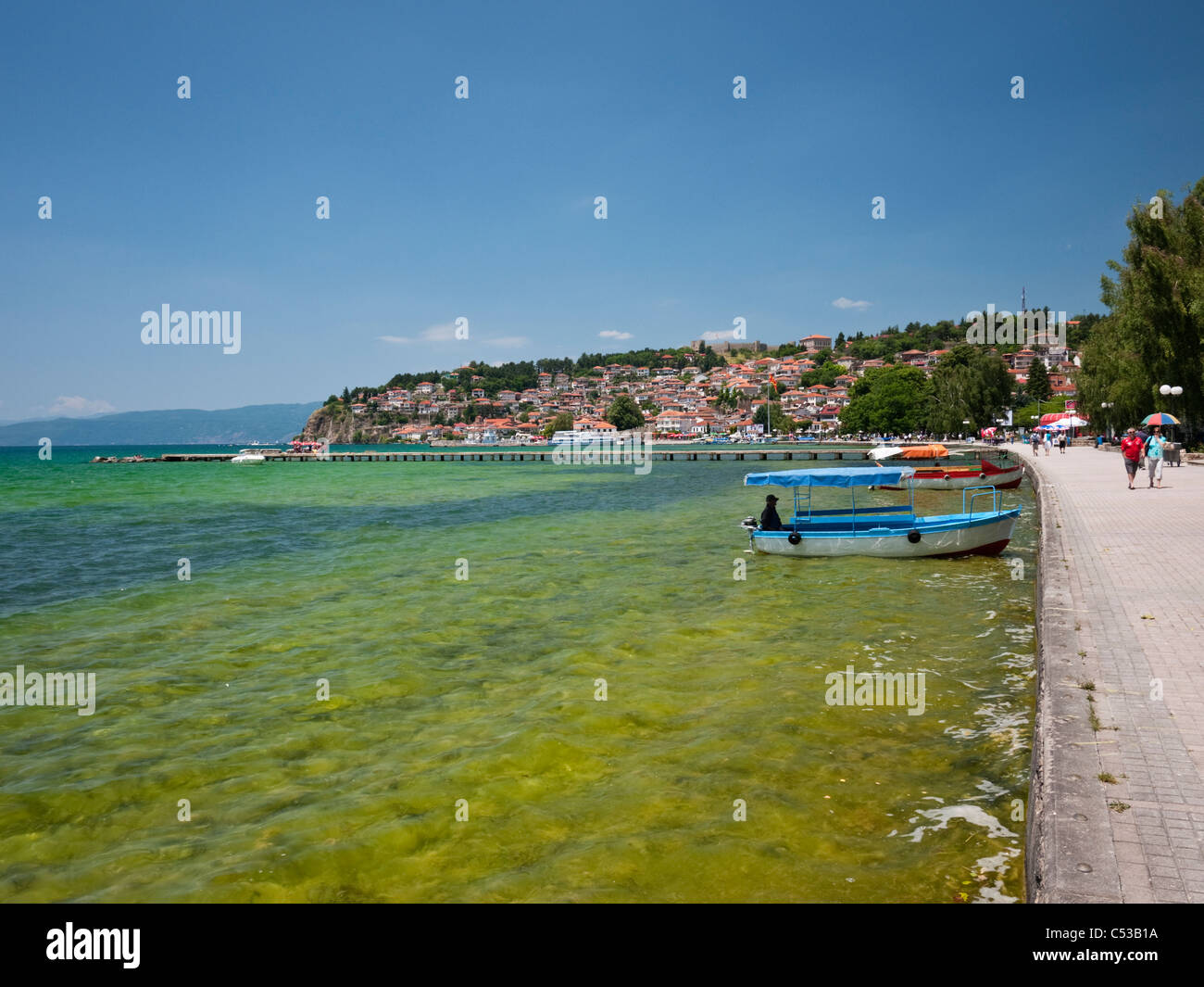 The UNESCO World Heritage site of Ohrid lake and town in Macedonia ...