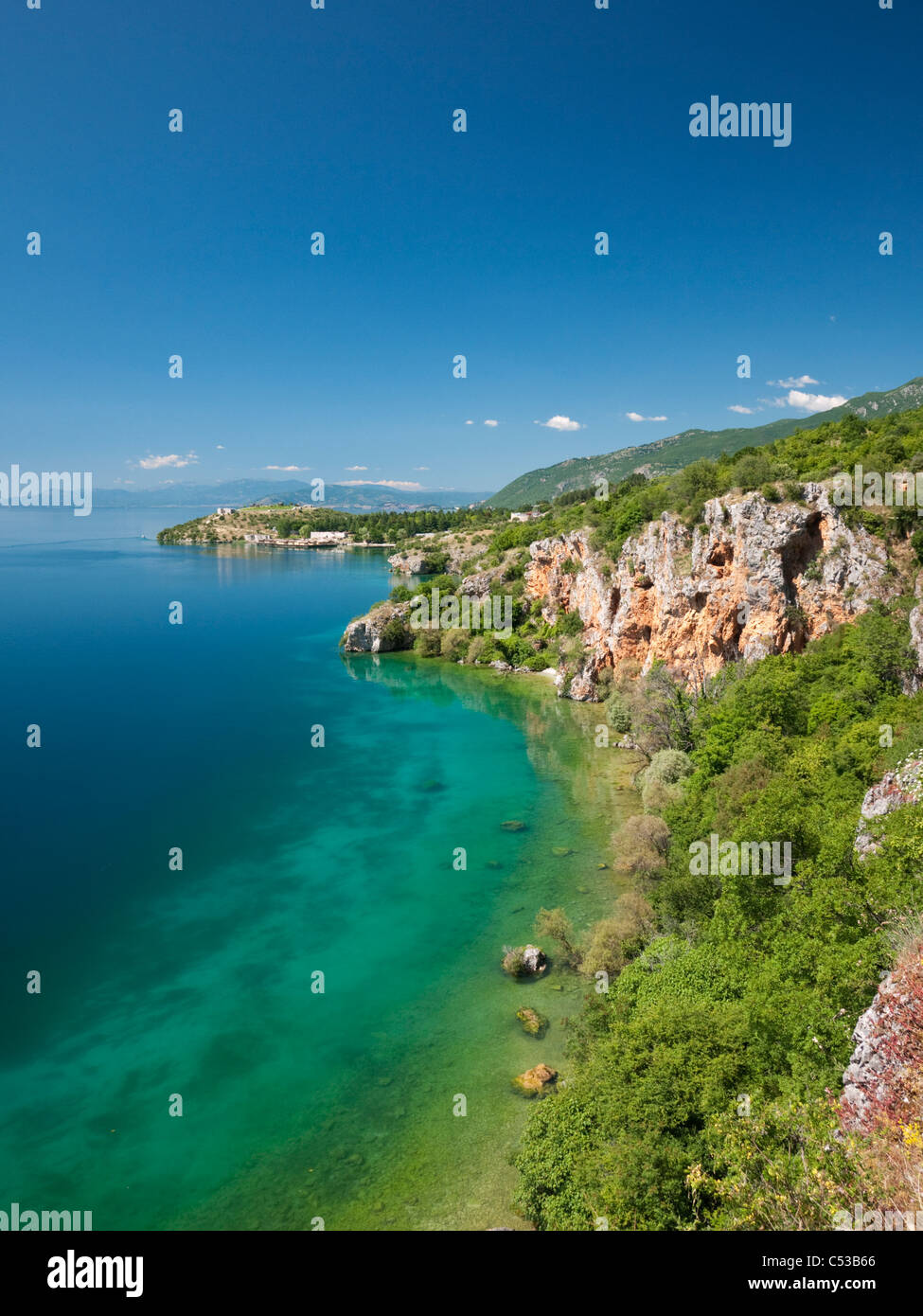 Lake Ohrid from near the village of Trpejca, in Galicica National Park ...