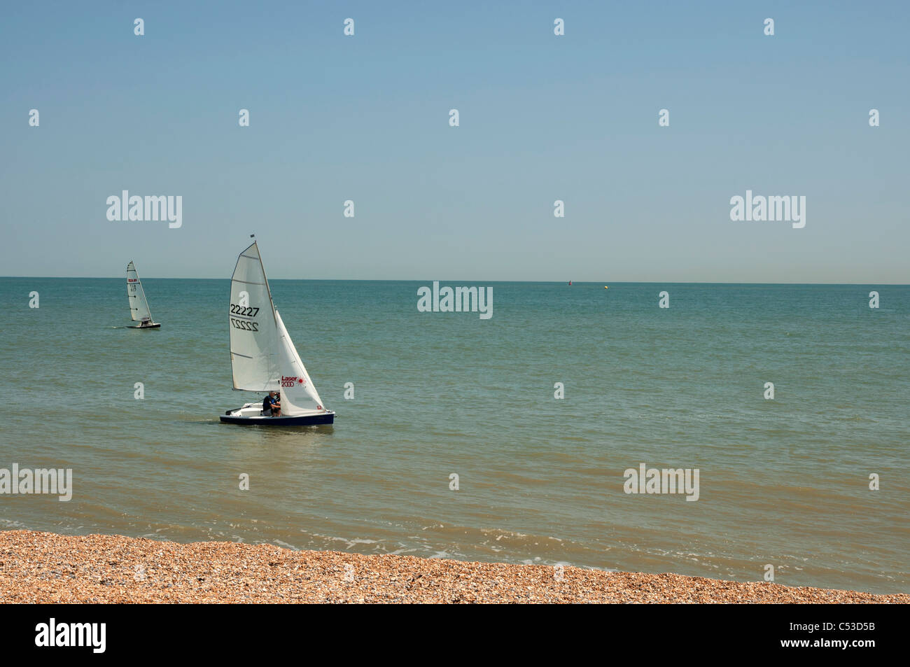 Sailing boat on the shoreline of Deal Beach Kent England Stock Photo ...
