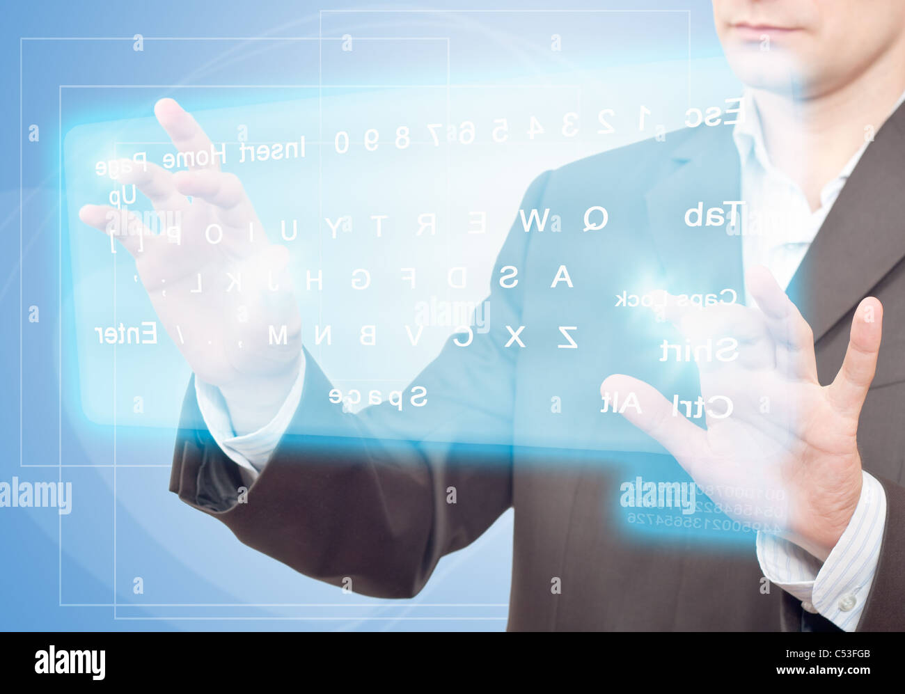 Hands pushing a button on a touch screen. Virtual Keyboard Stock Photo ...