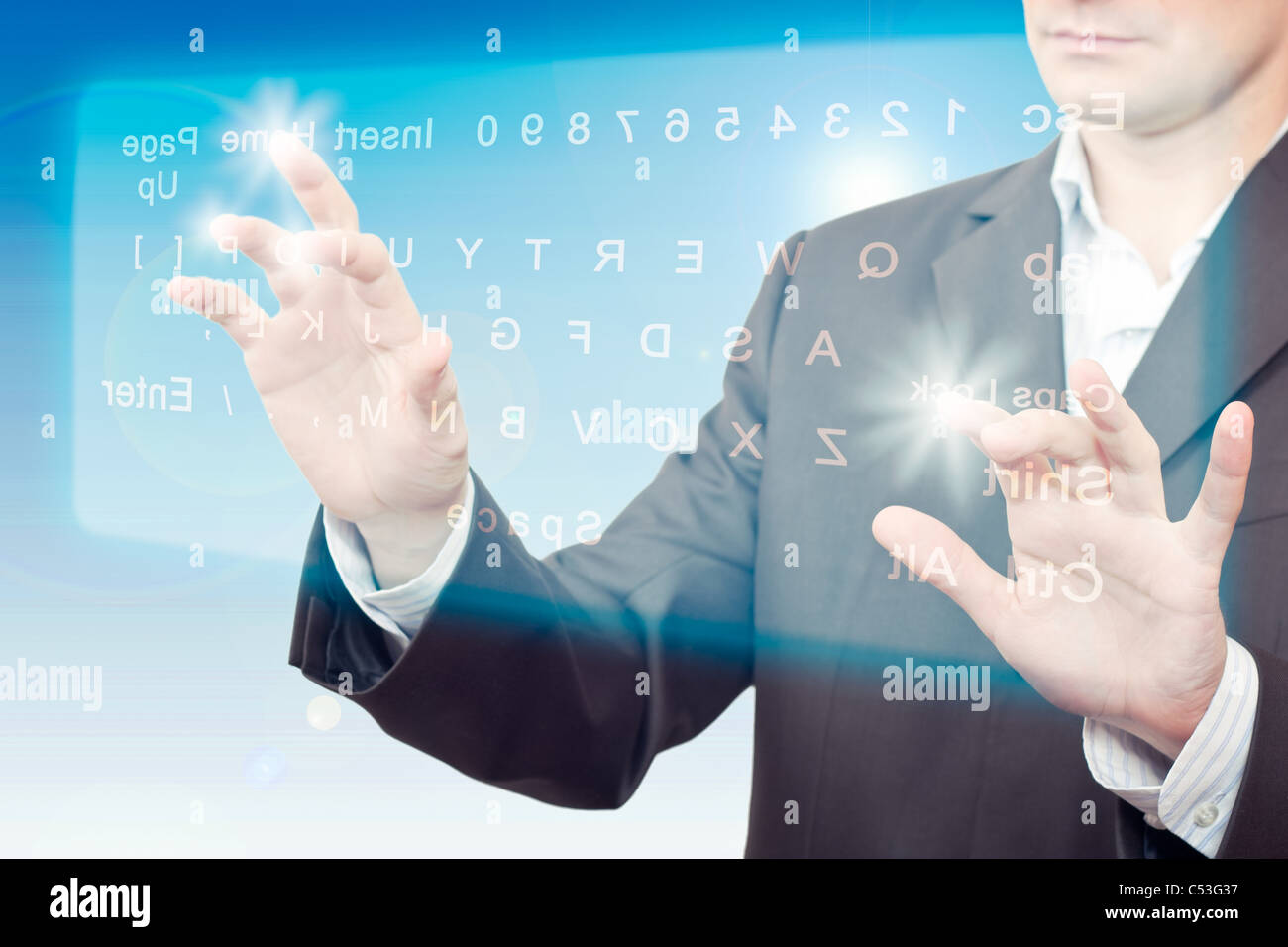 Hands pushing a button on a touch screen. Virtual Keyboard Stock Photo ...